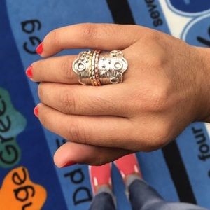 Jewelry | Spinning Scallop Ring With Gold Brass And Silver | Poshmark